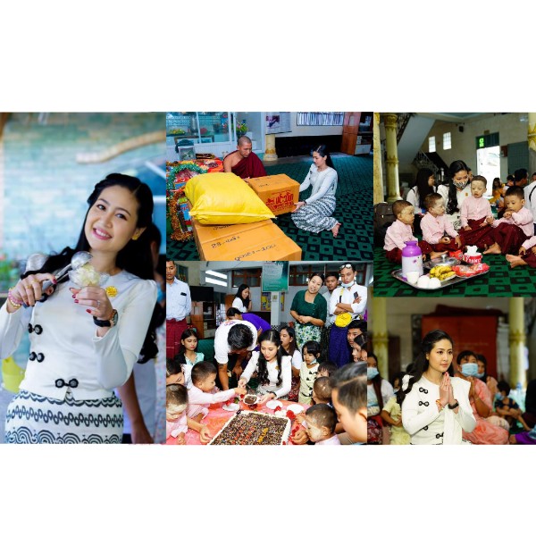မွေးနေ့အလှူလေးအဖြစ် ၇ ရက်သားသမီးတွေကိုယ်စား မိဘမဲ့ကလေးတွေ လှူဒါန်းမှုမ